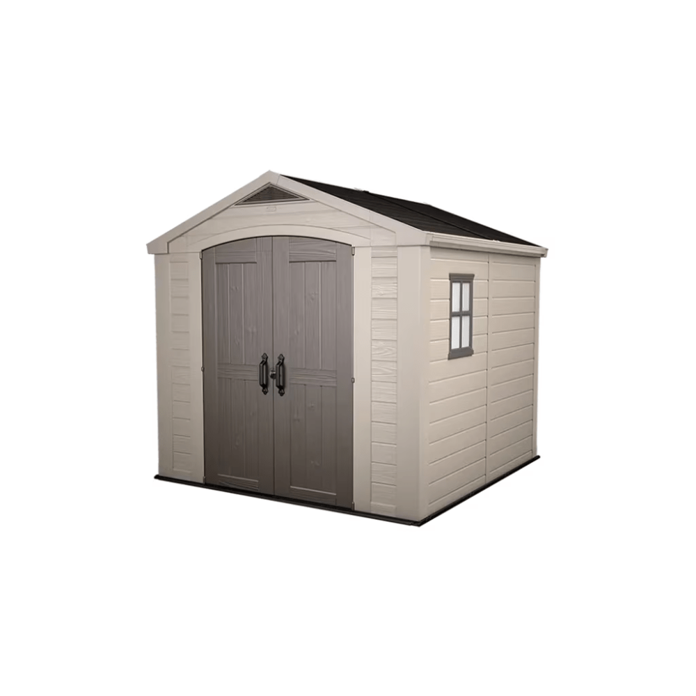 Keter - Caseta de exterior Factor 8x8 marrón/beige – BricoandPool