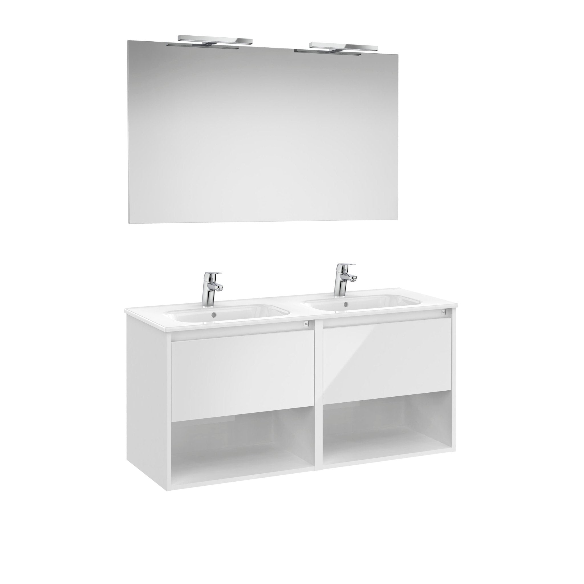 Roca Set Unterschrank mit Doppel-Schublade und LED-Spiegel – BricoandPool